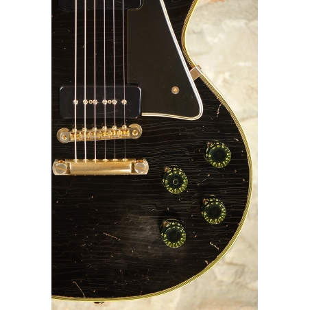 GIORDANO Single Cut '54 Custom P90 - Aged Black Beauty - with FlameTone ...