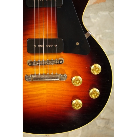 GIORDANO Single Cut P90 Flame - Aged Dark Tobacco Burst - with Sunbear ...